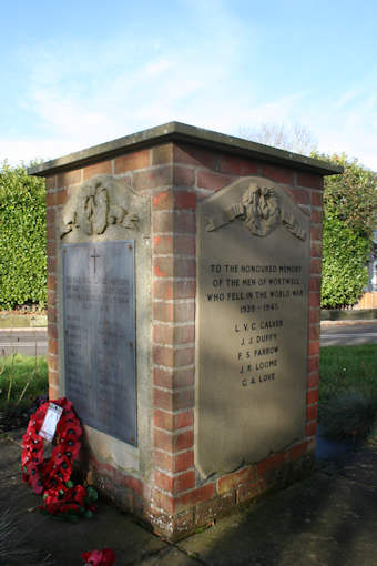 War Memorial , Wortwell, Norfolk, England: memorial indexed by ...
